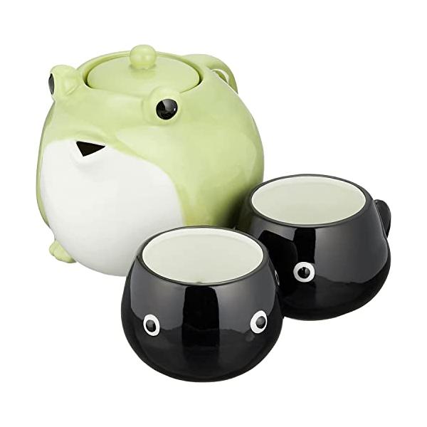 かえる・グリーン 600ml・140ml SAN3293・・Style:かえる・商品サイズ:カエル-約15×10.8×10.8cm オタマジャクシ-約9.5×7.5×5.3cm・商品重量:0.45kg・ポット-600ｍｌ カップ-140ｍｌ...