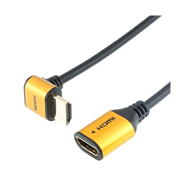 L型90度ゴールド/1m/HLFM10-587GD・Color:ゴールドSize:1mStyle:L型90度・パッケージ個数:1・コネクタ形状：HDMI標準コネクタ（タイプA/オス）-HDMI標準コネクタ（タイプA/メス）・コネクタサイズ ...
