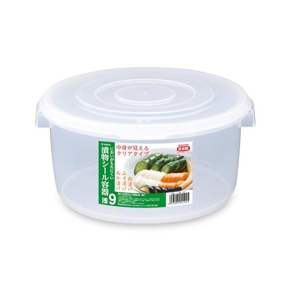透明/浅9型/浅9型・Size:浅9型・パッケージ個数:1・容量(L)：9・外形寸法(mm)幅×奥行×高さ：340×325×150・耐熱温度(本体)：120℃、(フタ)：70℃・本体：ポリプロピレン（ＰＰ）・フタ：ポリエチレン（ＰＥ）