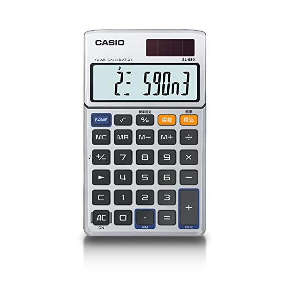 手帳タイプ・シルバー 10桁 SL-880-N・製品型番:SL-880-N・色:シルバー・サイズ(奥行×幅×高さ):118.5×70×8.5mm・質量:60g・電池寿命:約2年(ゲーム音を出して、1日30分ゲームを使用時)