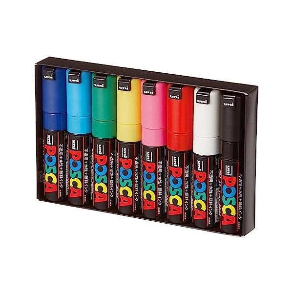 8色セット8ショク/-/311506000・パッケージ個数:1・8色セット・太字角芯/線幅8.0mm・重量:400g・サイズ :縦137.3mm×横130mm ×厚さ27mm・インク色 :青、緑、水色、黄、赤、桃、白、黒