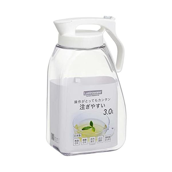 3.0Lホワイト/3 L/K-1289 WH・Style:3.0L・パッケージ個数:1・横に倒して置けるパッキン付きで横置きしても漏れにくい。冷蔵庫や棚に横置き可能な冷水筒。・ドアポケットに最適サイズ高さは2.0Lペットボトルより低く、ドア...