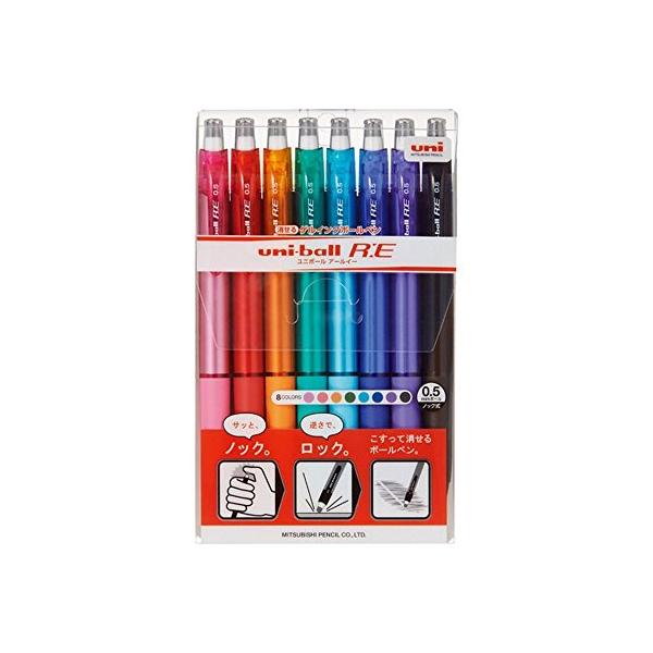 本体8色セット/-/URN180058C・パッケージ個数:1・ユニボールR:E/アールイーノック式消せるゲルインクボールペン・特長サッと、ノック。逆さで、ロック。こすって、消せるボールペン。・商品詳細ペン後端のラバーでこすると摩擦熱で色を消...