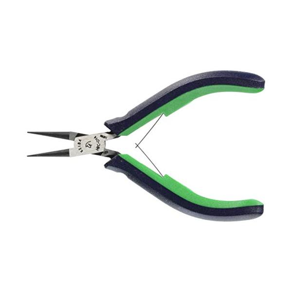 先細・グリーン 120mm HRC-D14・・Style:先細・線材の丸め加工に・用途:曲げる・掴む・丸める、対象線材:軟線のみ(硬線類不可)・仕様:スプリング付、材質:CR-V70C鋼・全長:121mm、先端長:23.4mm、柄幅:50m...