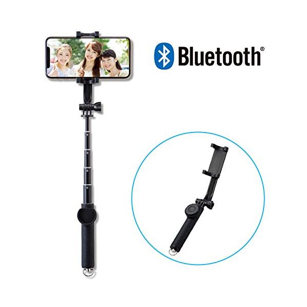 Bluetooth・ブラック 3) 43cm P-SSBRBK・・Color:ブラック・ 詳しい情報は「商品の説明」欄をご確認ください。・スマートフォンを装着するだけで人に撮影してもらったかのように“自撮りができる自撮り棒です。・縦撮り・横...