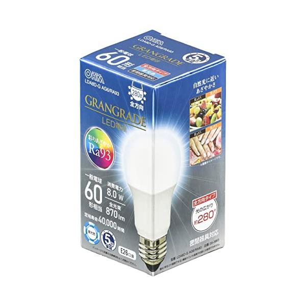 一般電球形・昼光色 60形相当 LDA8D-G AG6/RA93・・Color:昼光色Size:60形相当Style:一般電球形・彩りあざやかRa93「GRANGRADE」LED電球・自然光に近いあざやかさ・一般電球60形相当の明るさ・配光...