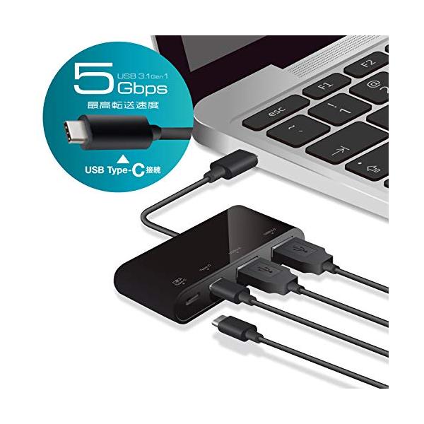 Gen1_最高転送速度5Gbps・ブラック Aメス2ポート/ Type-Cメス2ポート U3HC-A423P5BK・・Color:ブラック・USB Aポート2つとUSB Type-Cポート2つを搭載し、様々なUSB機器を使用できるUSBハブ...