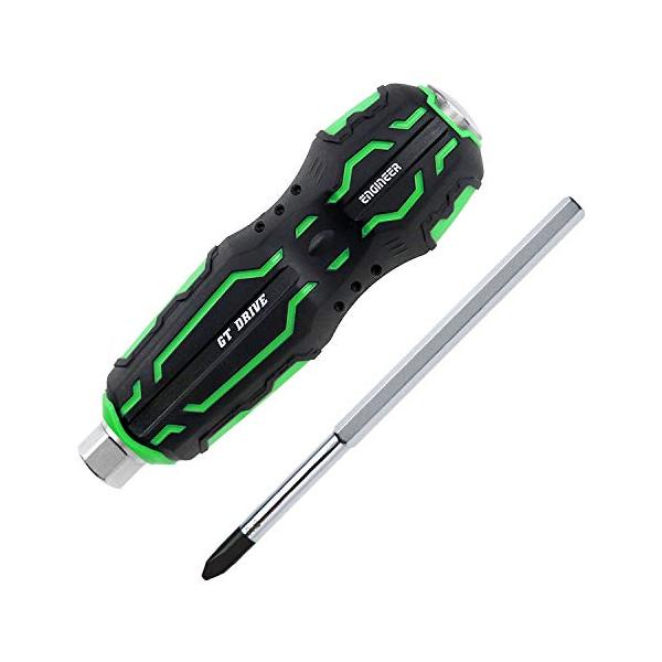 ネジ外し用ビット付き・1)グリーン (+)No.2 DZ-72・・Style:ネジ外し用ビット付き・強力なトルクを生む、人間工学(エルゴノミクス)デザイン・通常のプラスNo.2用ビット付属・先端径6.0mmなので、奥まった狭い場所にも最適・...