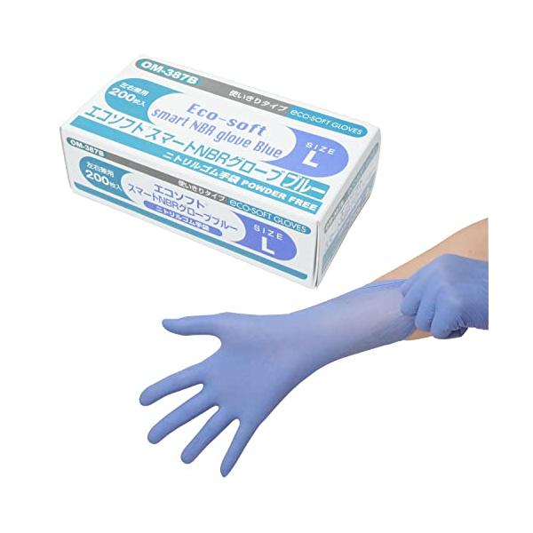 1箱・ブルー L OM-387B L・・Size:L・色：ブルー・サイズ：L・厚さ(mm)：0.1・全長(cm)：23.0・手のひら周り(cm)：21.4