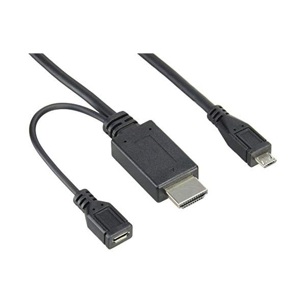 MHLケーブル_給電ポート付き・ブラック 2m DH-MHLHD20BK・・Style:MHLケーブル_給電ポート付き・MHLに対応しUSB(microBタイプ)のインターフェースを持つスマートフォンと、HDMI(TypeA)のインターフェ...
