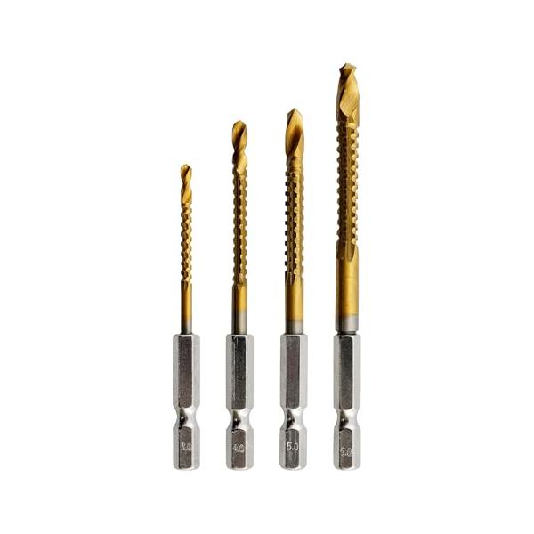 -/3.0mm~6.0mm/DA-SET1・Size:3.0mm~6.0mm・パッケージ個数:1・六角軸幅:6.35ｍｍ・セット内容:ドリル径 3ｍｍ、4ｍｍ、5ｍｍ、6ｍｍ・適用材:木質板材、薄アルミ板(1ｍｍ以下)、ベニヤ板、内装ボード...