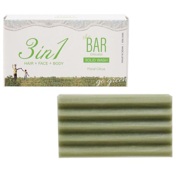 【商品概要】【TheBAR 3in1 Solid Wash Floral Citrus】全身洗える固形洗浄料120g（髪・顔・身体全身使用で約30〜50回分） ミドル?ロングヘアの方向けのしっとりマイルドな洗い上がり フローラルシトラスの香...
