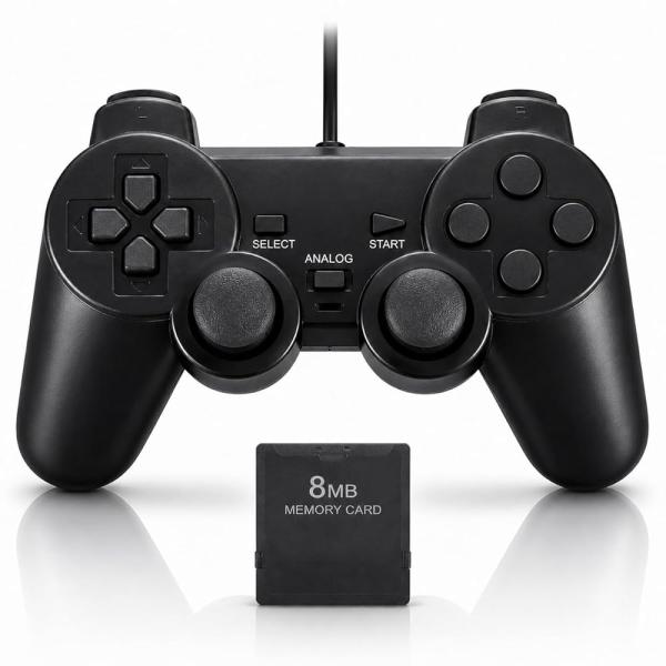 「商品情報」【コントローラー＋メモリーカードセット】 PS2対応コントローラーと8MBメモリーカードがセットになった便利なオールインワンモデル。届いてすぐにゲームプレイとセーブ保存が可能です。【懐かしの操作感を再現】 PS2ゲームを当時の感...