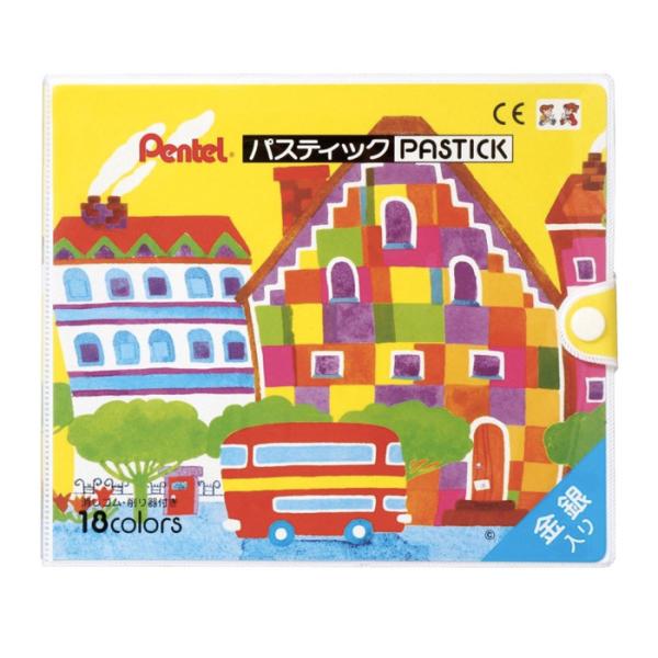 ぺんてる　パスティック 18色セット■商品説明・しっかりとしたケース入りで、持ち運びも楽々幼稚園や、小学校で大活躍する「ぺんてる クレヨン パスティック」は、しっかりとしたケースに入っていますので、持ち運ぶ際にも安心です。箱タイプとは違い、...
