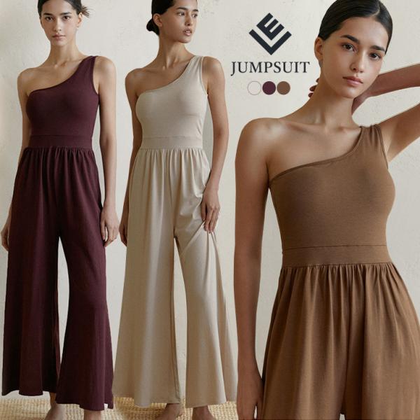 ■商品説明■カップ付きオールインワンデコルテラインを美しく魅せてくれるワンショルダーでスタイリッシュに肌見せが可能。程よいフィット感と裾のフレアデザインで美しいスタイルに。着るだけで脚長効果が期待でき、スタイルアップを叶えます。柔らかくて伸...