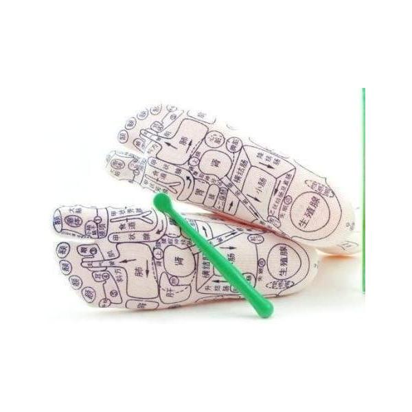 サイズ：26cmセット内容：専用スティック付き足裏健康ツボプリント靴下です！プリントされているツボの位置を刺激することで、体中の血流が良くなり、健康促進が期待できます。足には多くの重要なツボがあり、その多くは足の裏にあります。親指を頭として...