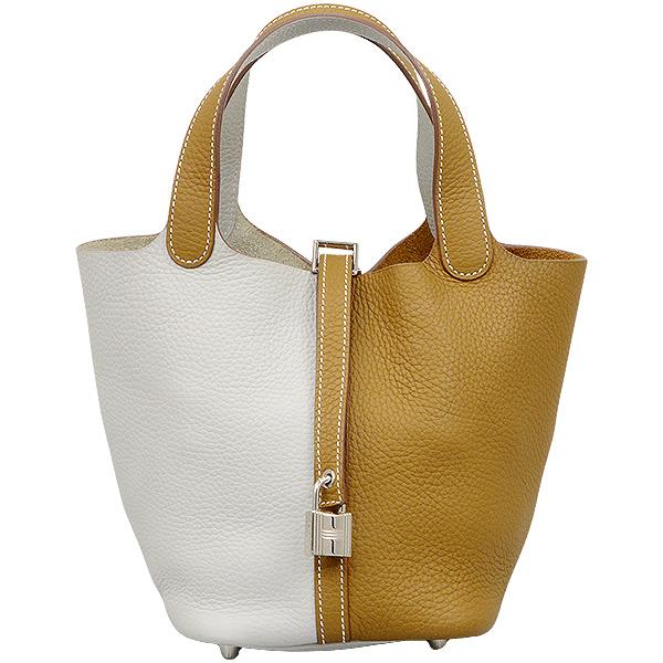 商品名：ピコタンロック PM管理番号：IT2GGD37F5Y4カテゴリ：ハンドバッグブランド名：エルメス HERMES型番：-製造刻印：□Q刻印 2013年製造幅x高xマチ：18 × 19 × 13.5cm本体カラー：クラフト/パールグレー...