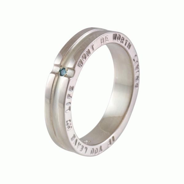 【材質】：シルバー SILVER925 銀製品【最大幅・厚み】：幅約3.9mm　厚み約 2.0mm 【重さ】：約4.0g【石】：天然石 ブルー ダイヤモンド 4月 誕生石【刻印】：0.01 SILVER　　　　 IF YOU LEAVE M...