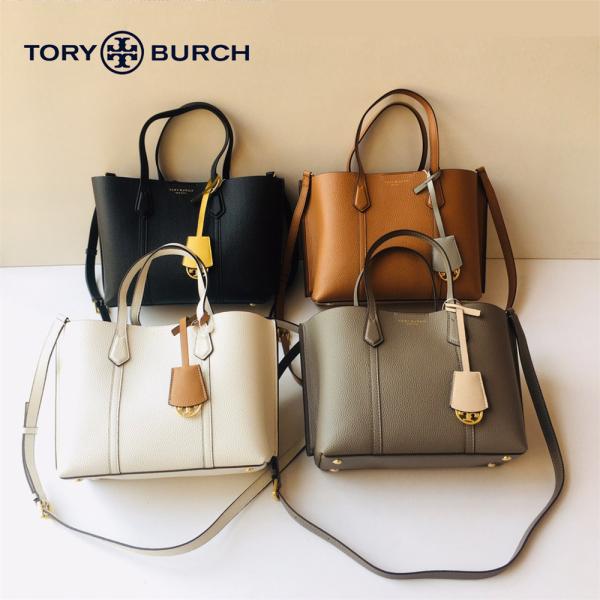 ■ブランド名TORY BURCH トリーバーチ■カラーブラック、ブラウン、ホワイト、グレー■サイズ24×19.5×マチ12cm■素材 / 仕様レザー■セット内容：バッグ、保存袋*1★その他★※掲載商品は他店舗でも同時販売しております。その為...