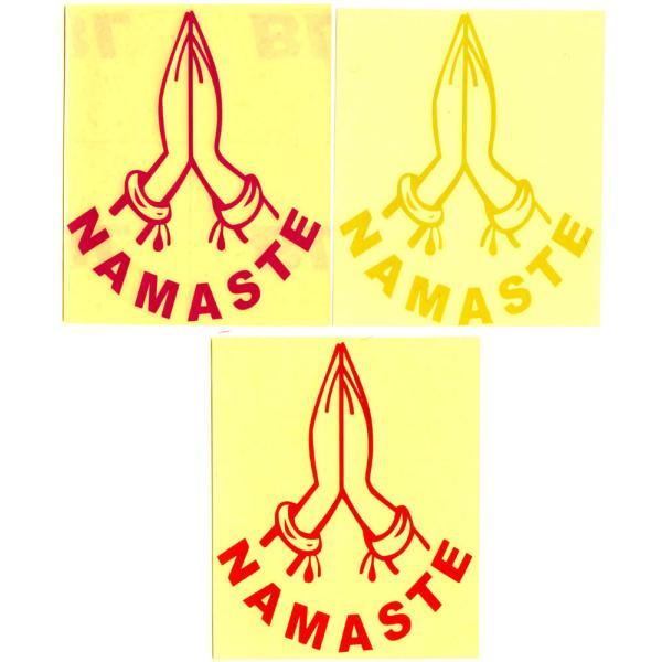 【ポスト投函便配送選択で送料195円！】NAMASTEナマステのカッティングステッカー！ビックサイイズ！です。サイズ：14cm×約12cm原産国：インド注意：インドの手作り製品のため同じ商品でも若干の違い、小さなキズ、ミスプリント、色あせや...
