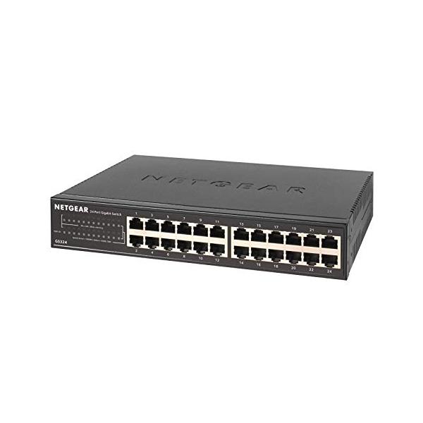 24ポートブラック/-/GS324-200JPS・Style:24ポート・パッケージ個数:1・ギガビット(10/100/1000Mbps)24ポート レイヤー2アンマネージスイッチ。・騒音源となる冷却ファンが不要で放熱性能の高い金属筐体。・...