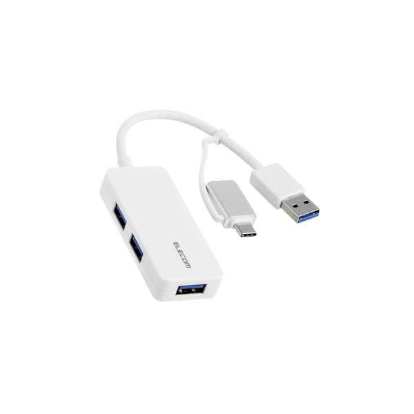 ブラック/-/U3H-CAK3005BWH・Color:ブラック・パッケージ個数:1・USB-AポートにもUSB Type-C(TM)ポートにも接続できる、変換アダプター付きUSB 5Gbps(USB3.1(Gen1))ハブです。コネクター...