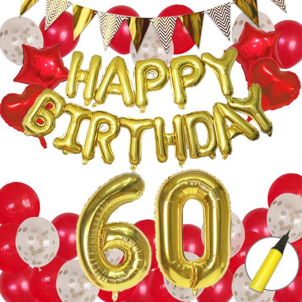 【発売日：2021年04月26日】用途 60歳 ６０歳 還暦のお祝いに還暦祝いのサプライズパーティーにセット内容 ・HAPPY BIRTHDAY アルファベットバルーン　1セット・ハート型フィルムバルーン 2個　18インチ（膨らますと約35...