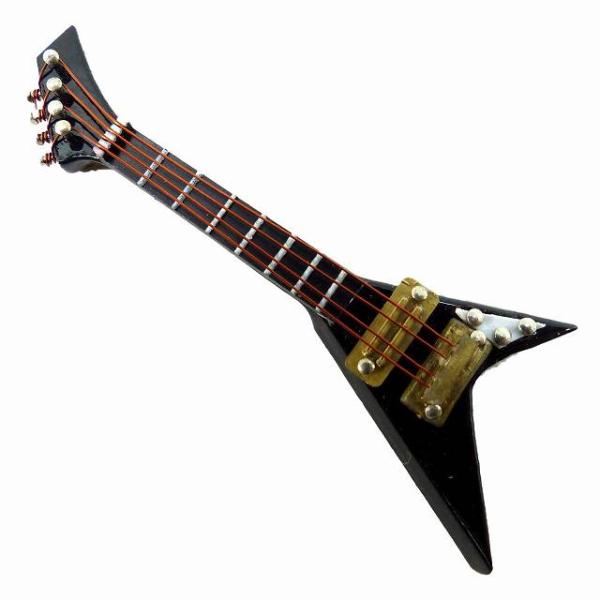 ミニチュア楽器、ミニチュアギターですので音は鳴りません。　お部屋のインテリアに、お店のディスプレイに、飾れば、とっても素敵な空間が作れちゃいます！ギタースタンド付きです。ハードケース付きです。フライングＶ、ランディＶ型のミニチュアです。ギタ...