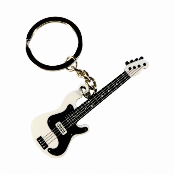 ちょっとリアルなエレキベースギターのキーホルダーです。ボディが白でピックガードが黒となります。ベースのキーホルダーは珍しいと思います！さりげなくベーシストだとアピールしたり、低音をこよなく愛するベース好きな方におすすめのキーホルダーです。キ...