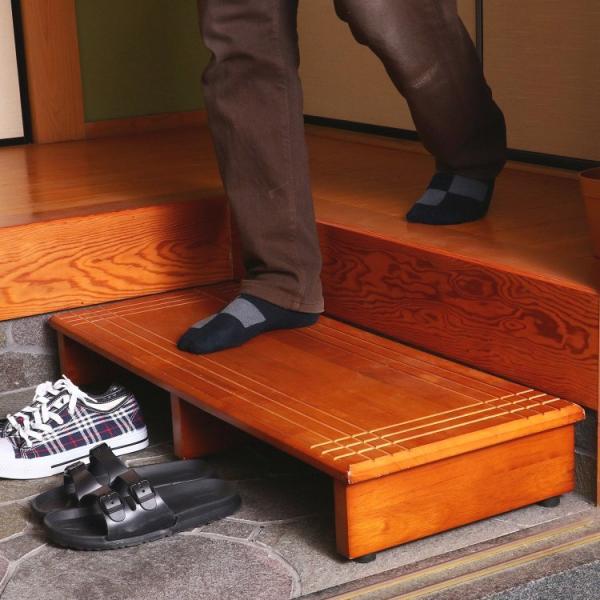 幅90cm×奥行35cm×高さ13.5cm ブラウン  踏み台  ステップ台 天然木製 玄関台