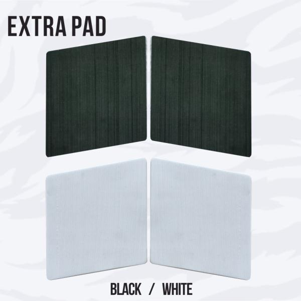 リアパッドとフロントパッドの間に貼ったり、3セット程度を貼ってフロントパッドのように使えるアイテム。ミッドレングスやロングのような長さがあるボードにはリアの前にこれを貼ると長さをカーバーできる。ノーロゴ。