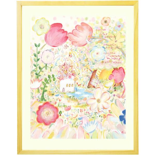 ●作品名: つなぐ　作者: One's Childhood●サイズ:  440×365mm(額の外枠)　※壁掛け用の吊り紐、説明書、ポエムカード付き●額の素材 木製(日本製) ※表面は優しい艶加工を施しています。●絵の素材 布 ※原画作品を...