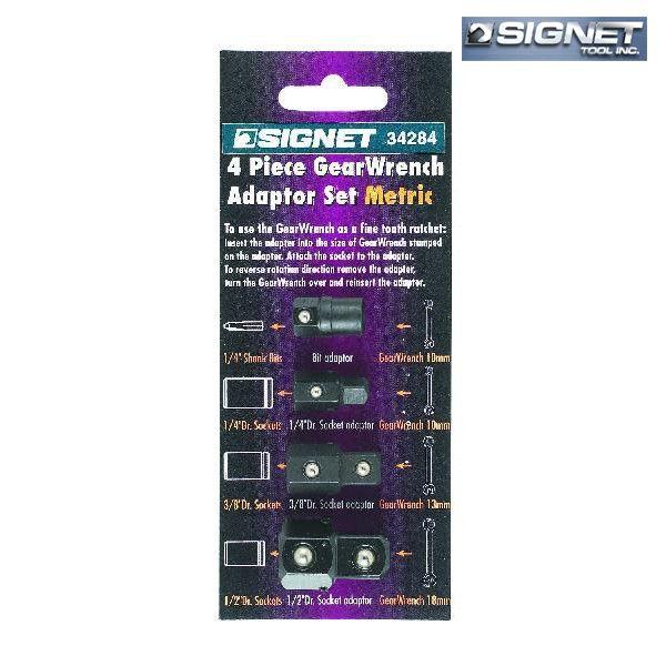 シグネット SIGNET  アダプターセット　品番34284●ギアレンチに装着することで、ラチェットハンドルの様に使用する事が出来ます。(入組み数：4個組）●セット内容：オスの六角は10mm  メスの六角は1/4HEX           ...