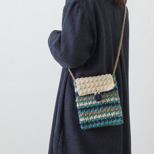knitworm 編み物キット #5-13 3色使いのミニショルダーバッグ千鳥格子のように見える可愛いミニショルダーバッグ。ちょっとしたお出かけに♪キット内容・毛糸：アクリロ極太 /各色1玉・レシピ…1枚（※基本的な編み方の解説は入っていま...