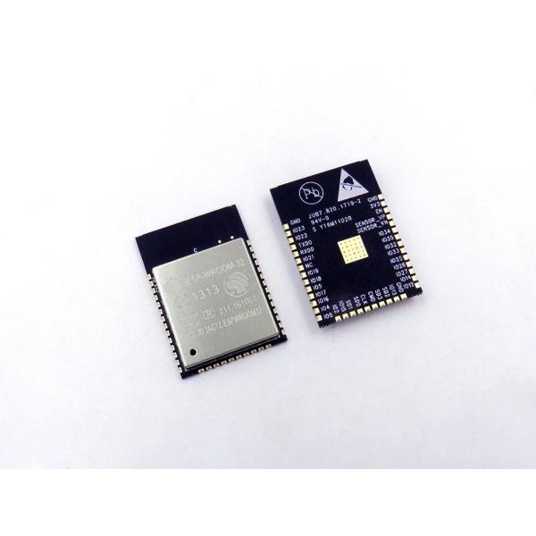 ESP-WROOM-32は、WiFiとBluetoothが一つに収まった、ワイヤレスに対応したモジュールです。SPI、UART、I2C、I2S、PWM、GPIO、SDIO、A/Dコンバータなど、多彩なインターフェースが内蔵されています。モジ...