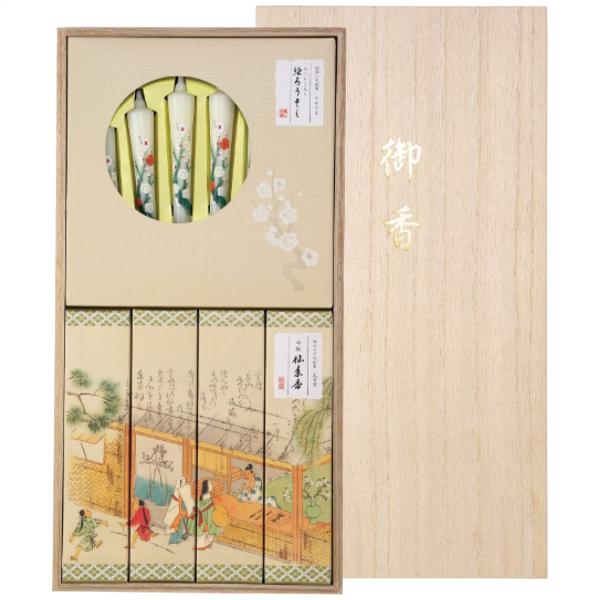 ■スタッフからのおススメコメント高級感あふれる絵ろうそくとお線香のギフトです。写真ではお伝え出来ないくらいの気品があり、私自身もお悔やみのお品としてお贈りすることが多い商品でございます。木箱に入って端正なイメージ　おススメさせていただきます...