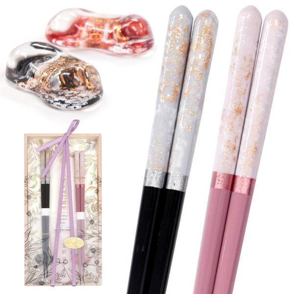 新たな門出にピッタリの夫婦箸セットロッシュ桐箱入り夫婦箸 めおと箸2膳組箸置付き木地｜天然木長さ｜23cm箸の塗り｜アクリルウレタン箸の形状｜持ち手:角丸/箸先:丸(すべり止め)食洗機｜箸:対応/箸置き:非対応親戚、友達、職場の上司、同僚、...