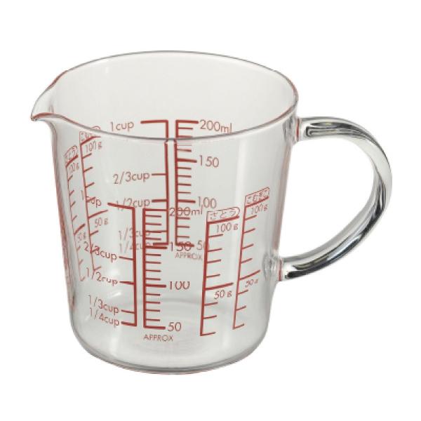 中から見えるメモリで使いやすく、持ちやすい取っ手付きのメジャーカップ。電子レンジ・食器洗い乾燥機OK。※個箱は付いていませんサイズ 幅 118 mm × 奥行 81 mm × 高 87 mm口径 81 mm容量 実用容量：200 ml　重量...