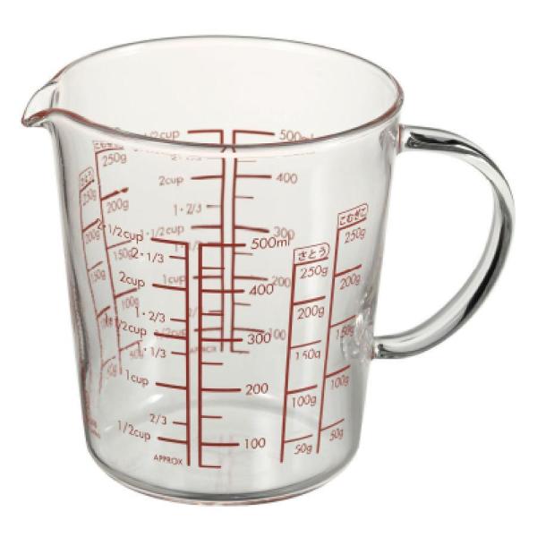 中から見えるメモリで使いやすく、持ちやすい取っ手付きのメジャーカップ。電子レンジ・食器洗い乾燥機OK。※個箱は付いていませんサイズ 幅 150 mm × 奥行 105 mm × 高 120 mm口径 105 mm容量 実用容量：500 ml...