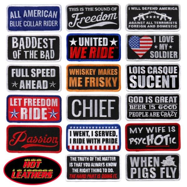 ■サイズ(約)：横10.1×縦5cm■布製、アイロン対応■全17種類【1】ALL AMERICAN BLUE COLLAR RIDER (PPL9538)【2】BADDEST OF THE BAD (PPL9540)【3】FULL SPEE...