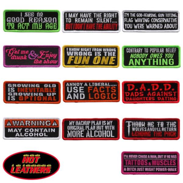 ■サイズ(約)：横10.1×縦2.5cm■布製、アイロン対応■全13種類【1】I SEE No GooD REASoN To ACT MY AGE (PPL9590)【2】Get me drunk &amp; Enjoy the show ...