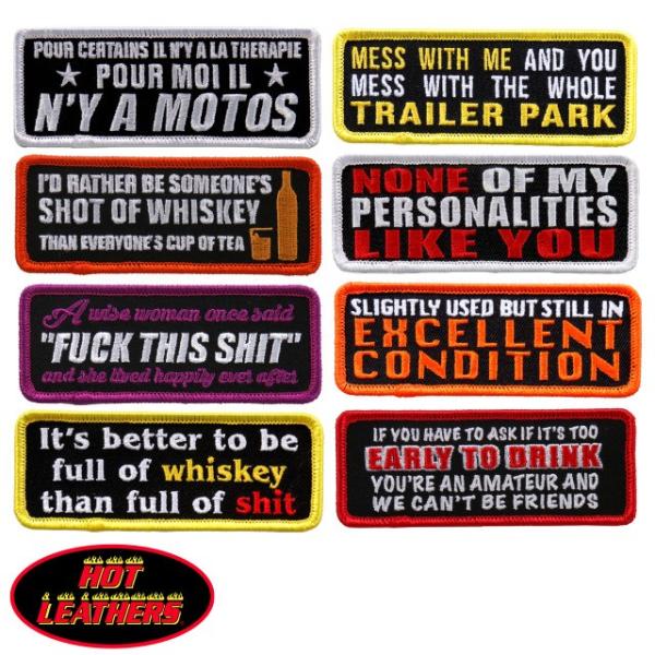 ■サイズ(約)：横10.1×縦5cm■布製、アイロン対応■全8種類【1】POUR CERTAINS IL N'Y A LA THERAPIE POUR MOI IL N'Y A MOTOS (PPL9636)【2】I'D RATHER BE...