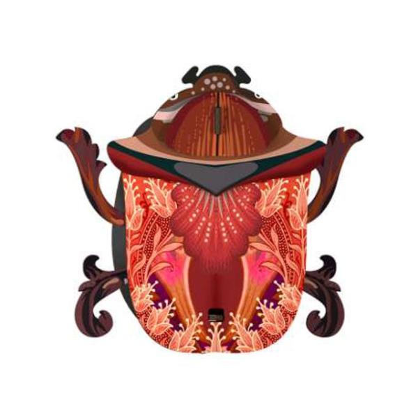 昆虫をモチーフにした、MDF板を組み立ててつくる壁掛けオブジェです。羽の部分が開閉できるようになっており、内部にはフック（1個）がついていますので、キーボックスとしてもお使いいただけます。また、脚のパーツを取り付けずに、丸いコロンとしたフォ...