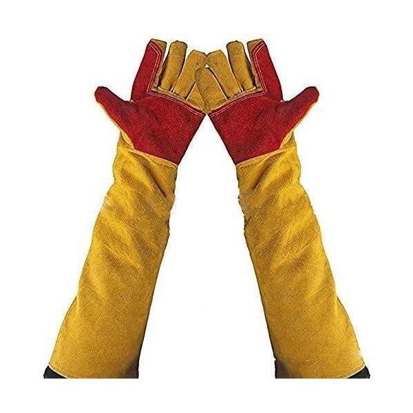 サイズ：1ペア (x 1)肘までしっかりガードする60cmロングタイプの保護手袋です。安心安全のセーフティグローブなのでアウトドアやペット、ガーデニングなどにも使用することが出来て手をしっかり保護することができます。厚く丈夫な牛革製、耐熱性...