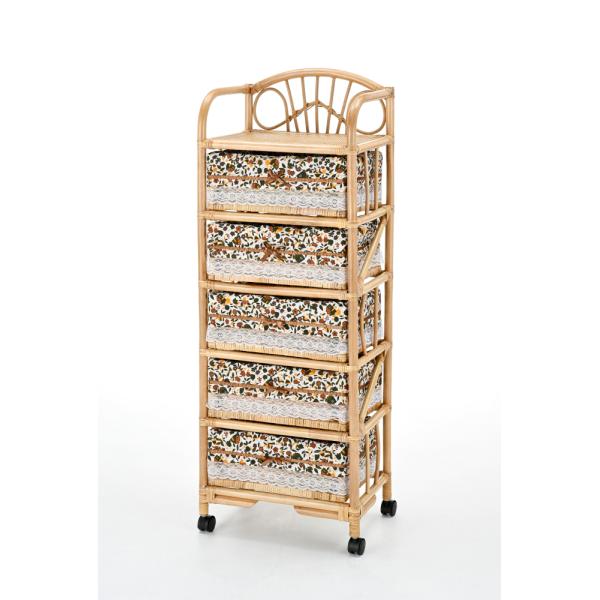 ■商品名　　　　ラタン・ランドリー ５段　E-3301■サイズ        W470XD320XH1300mm   ■商品の状態・特徴　　【新品】　引き出し内部は布張りですので衣類を傷つけません。　キャスター付き■材質　　　　　ラタン■メ...