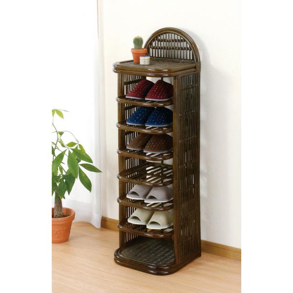 ■商品名　　　　ラタン・スリッパラック　７段タイプ　R-297B■サイズ            W350XD320XH1160mm　　各段の内寸法：W300XD290XH110mm■商品の状態・特徴　　【新品】場所をとらないスリムタイプの籐...