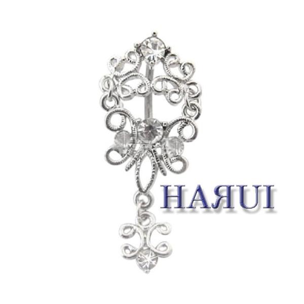 ◆商品番号：10532◆サイズ：縦約4.5cm/ 横約1.7cm◆カラー：シルバー◆素材(バー部分)：316Ｌ サージカルステンレスおヘソの上の穴から通すタイプのヘソピアスです。気になる通し穴が目立たず、おススメですヨ♪★通常販売価格＝98...