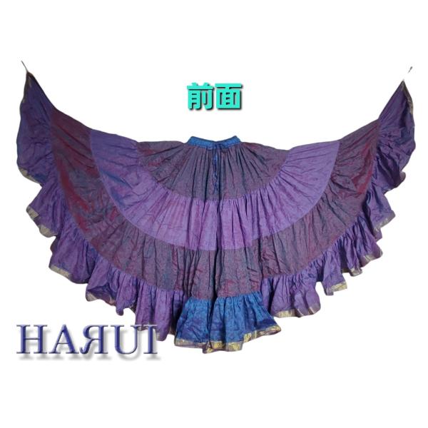 ◆商品番号：ind2503-17f◆カラー：パープル/ブルー/レッド/ゴールド◆サイズ：F（フリー）※ウエスト：F（ゴム＆ヒモ調整)/〜最長100cm）※スカート丈：98cm / 1段目 裏生地有り◆素材：シルク100％◆原産国：インドシル...