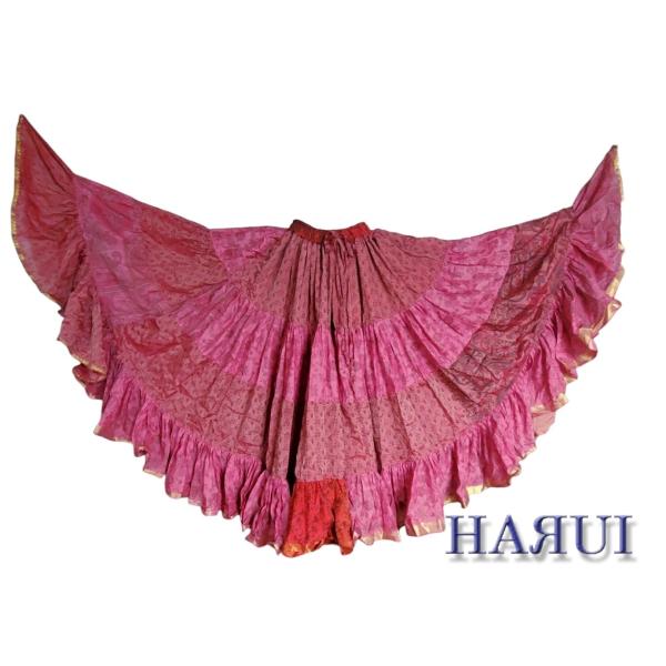 ◆商品番号：ind2503-30f◆カラー：レッド/サーモンピンク/ベージュ/ゴールド◆サイズ：F（フリー）※ウエスト：F（ゴム＆ヒモ調整)/〜最長100cm）※スカート丈：98cm / 1段目 裏生地有り◆素材：シルク100％◆原産国：イ...