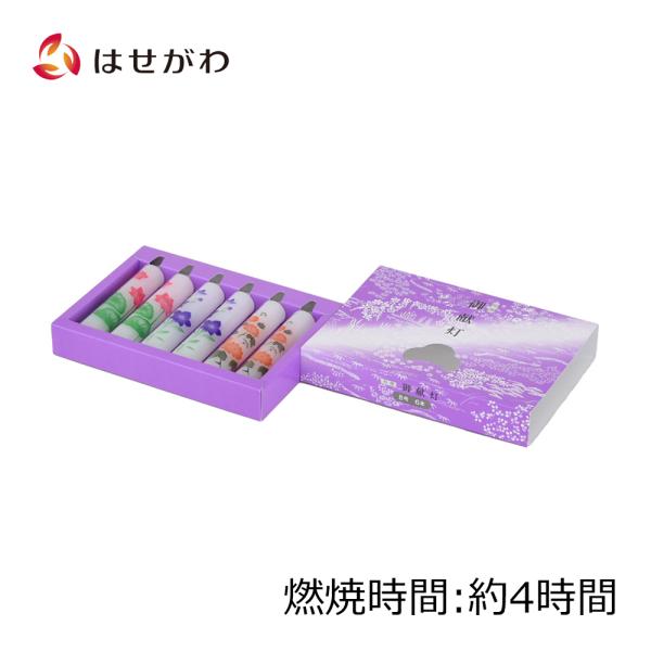 花々がかすかにうつろう美しさをグラデーションの技法で表現。菊・蓮・桔梗のお花　各2本入りです。暑い夏には生花は枯れやすいもの。ローソクにもお花をあしらい、ほとけ様にお供えしてはいかがでしょうか。